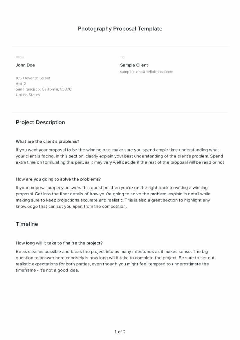 Photography Proposal Template